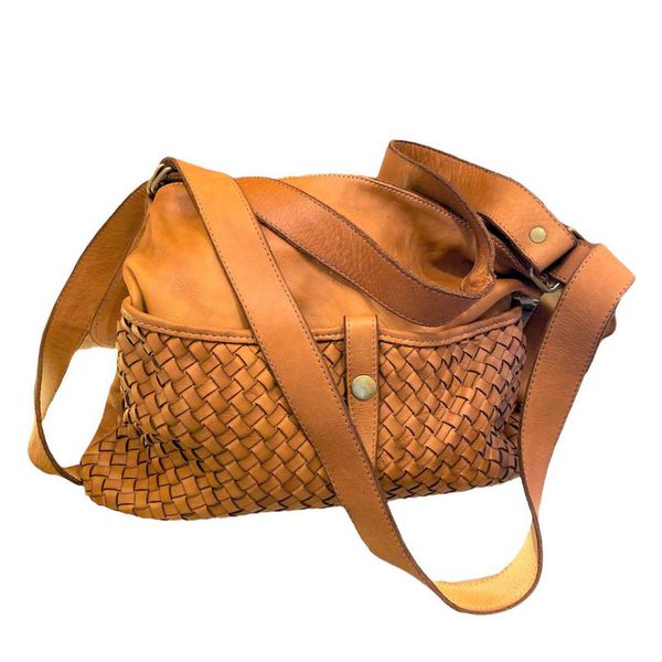 Borsa sacca intreccio marrone BRASS Workshop bl01