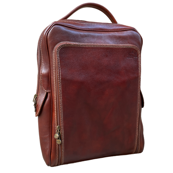 Square leather backpack brown BRASS Workshop zp14