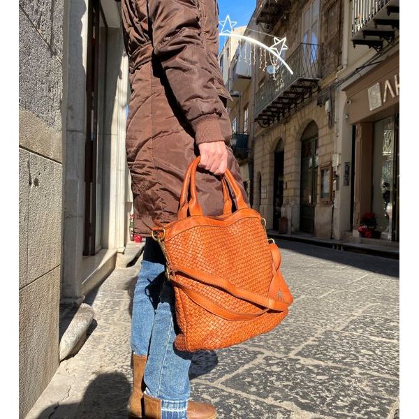 Borsa tracolla intreccio marrone BRASS Workshop bl03