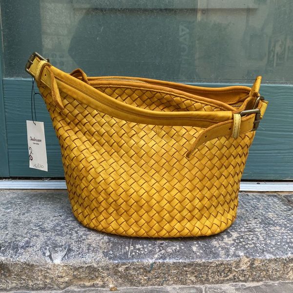 Borsa piccola intreccio senape BRASS Workshop bl04