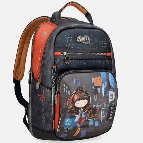 Contemporary large school backpack black Anekke 37805-190