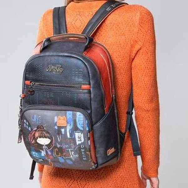 Contemporary large school backpack black Anekke 37805-190