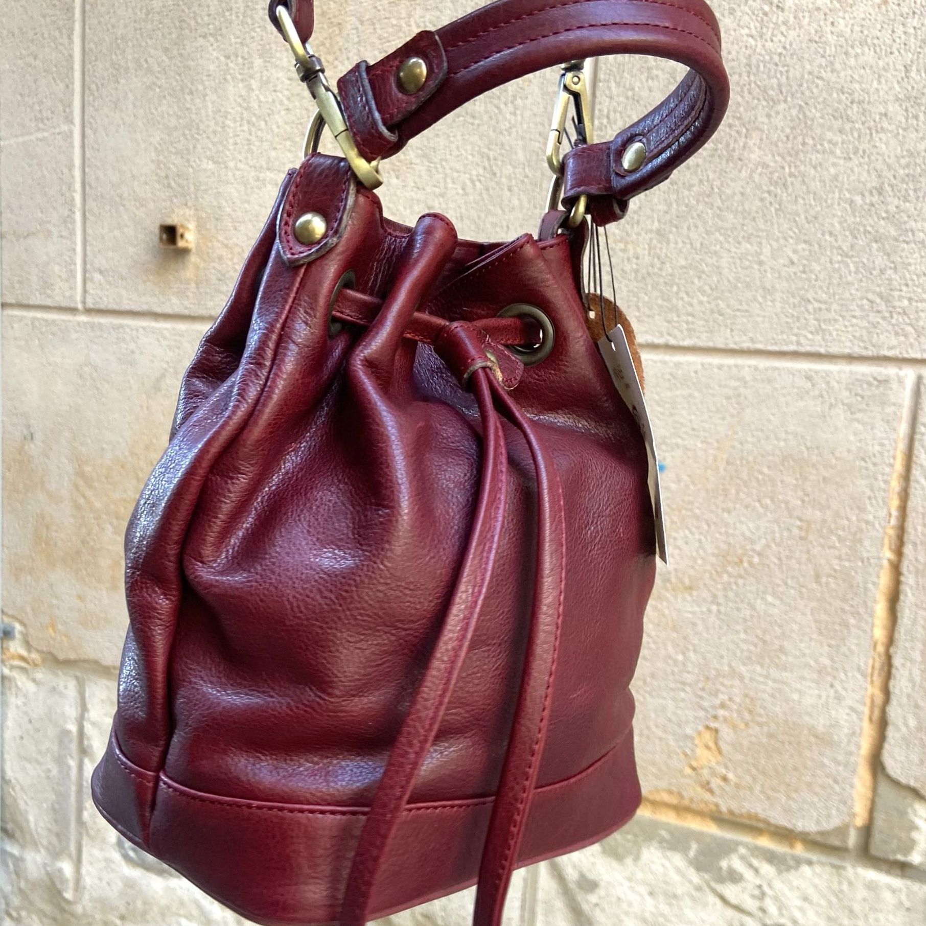 Borsa secchiello con laccio bordeaux BRASS Workshop trsec