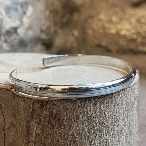 Bracciale rigido righe grigio argento BRASS Workshop 24br13