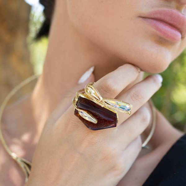 Hydra ring brown KALLIOPE Handmade Jewelry gd785b